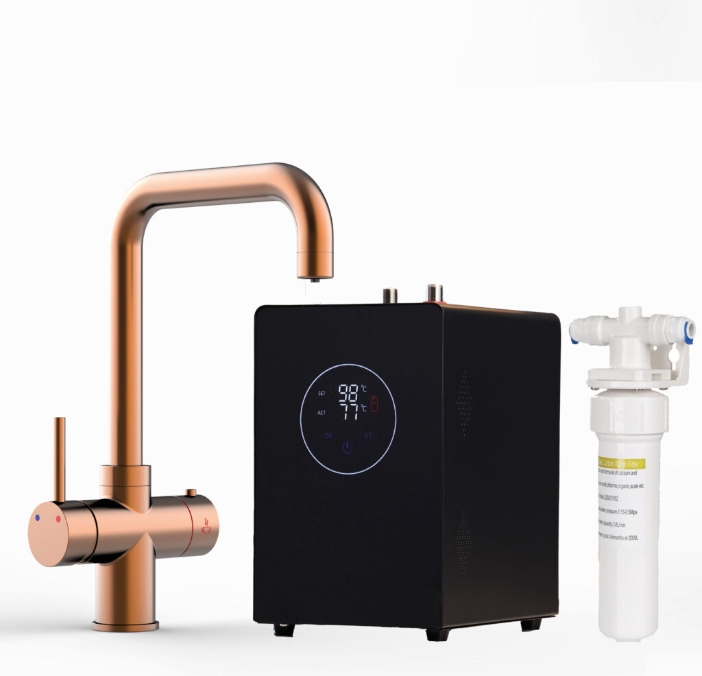 Athena 3-in-1 Boiling Water Tap: Copper - D-Shape