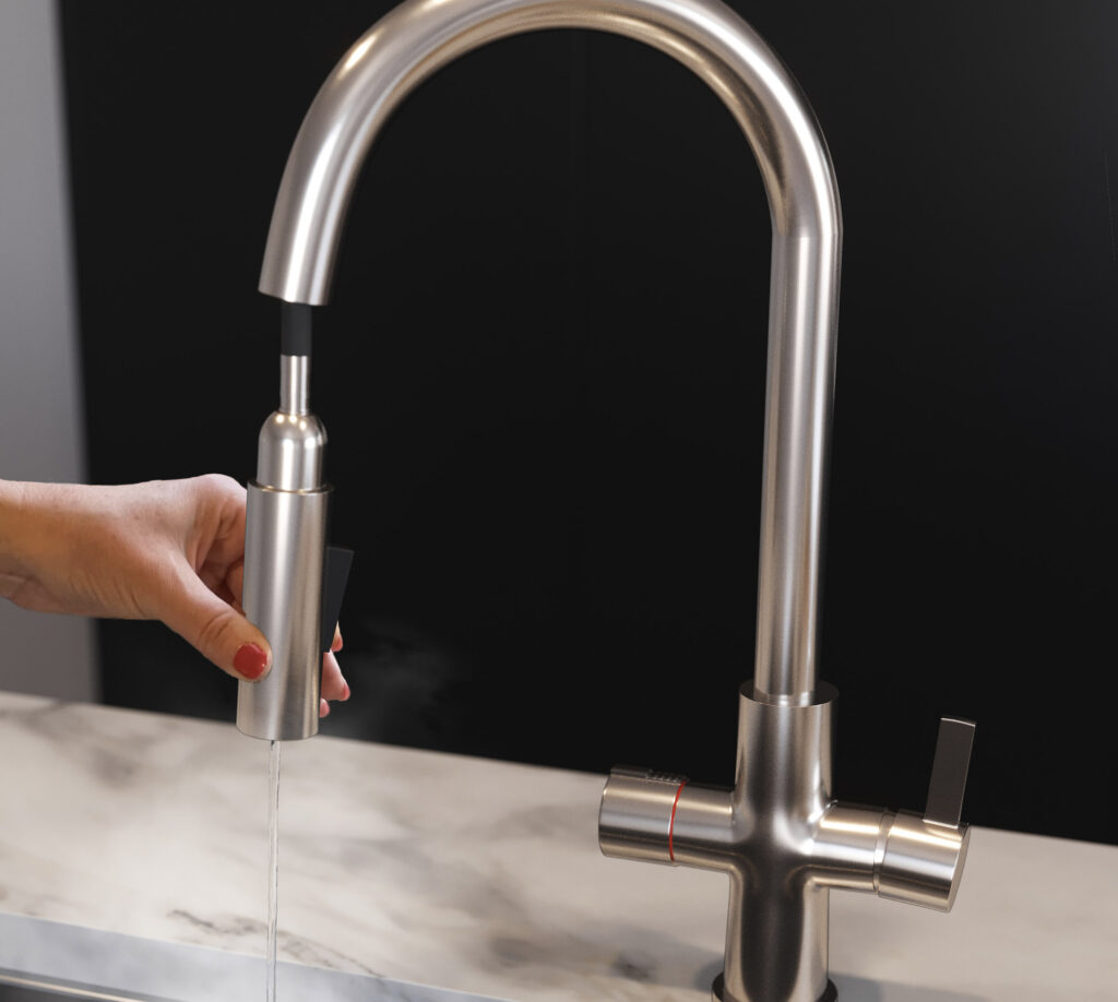Platinum 4-in-1 Taps: Boiling Water Tap with Pull-Out Hose