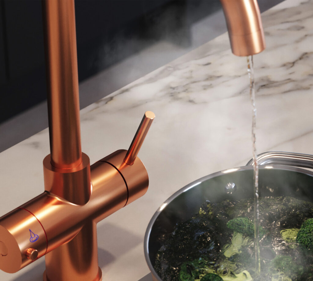 Quantum Chilled 4-in-1 Boiling Water Tap: Copper - Swan Neck